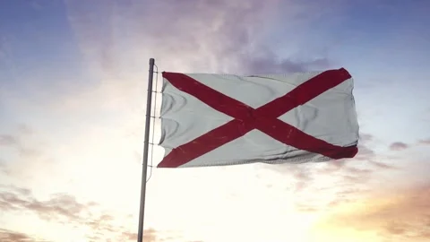 State flag of Alabama waving in the wind... | Stock Video | Pond5