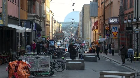 Static centered view of people on street... | Stock Video | Pond5