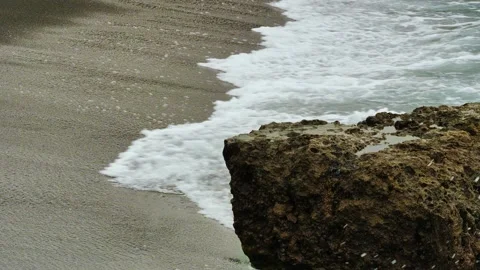 Static close-up shot of the sea waves hi... | Stock Video | Pond5
