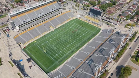 Static drone aerial of Tim Hortons Field... | Stock Video | Pond5