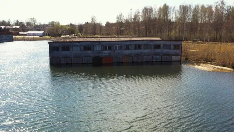 Static front view of rusted boat garages... | Stock Video | Pond5