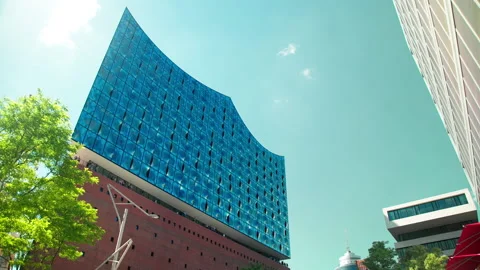 Static, low angle shot of the modern gla... | Stock Video | Pond5