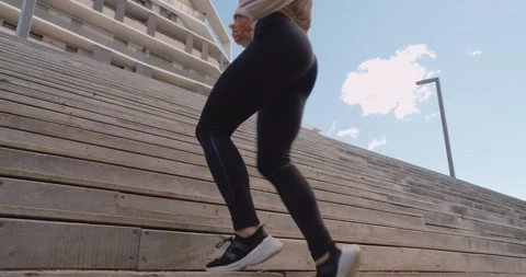 Static low POV shot of woman in gym clot... | Stock Video | Pond5