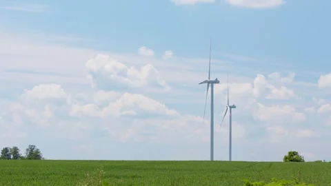 Static panoramic view of wind power plan... | Stock Video | Pond5