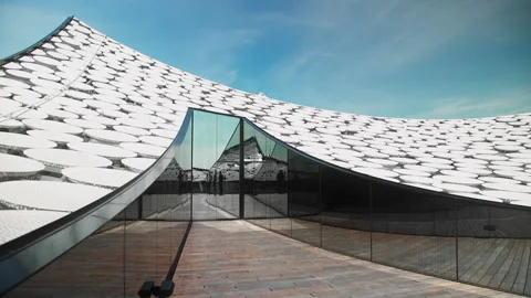 Static shot of abstract roof design with... | Stock Video | Pond5