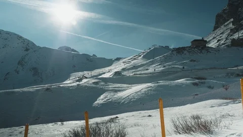 Static shot from base of snowy ski resor... | Stock Video | Pond5
