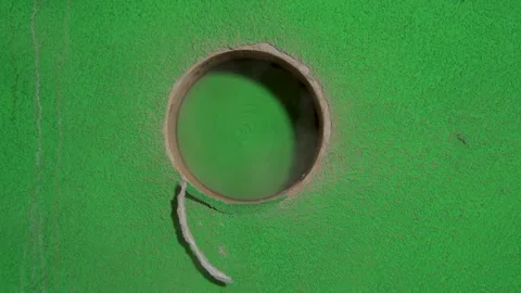 Static shot of a circular hole being cut... | Stock Video | Pond5