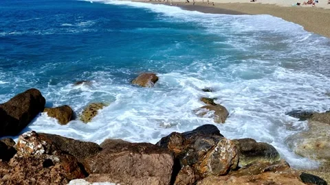 Static shot of a crowded beach with peop... | Stock Video | Pond5
