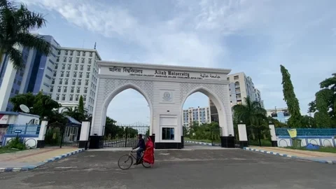 Static shot of entrance gate of Aliah Un... | Stock Video | Pond5