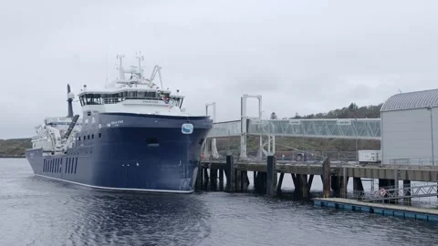 Static shot of a fish farming vessel doc... | Stock Video | Pond5