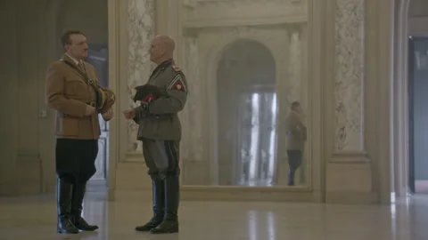 Static shot of Hitler and Mussolini talk... | Stock Video | Pond5