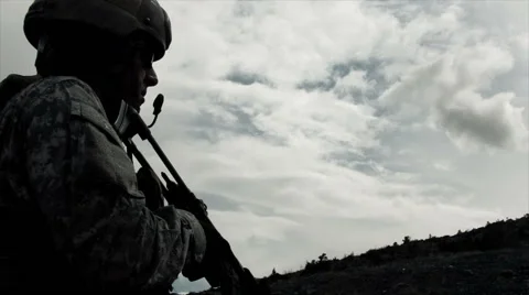 Static shot of soldier shooting automati... | Stock Video | Pond5