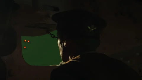 Static shot of a tank driver looking out... | Stock Video | Pond5