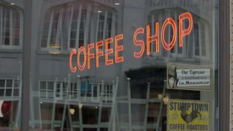 Static shot of the window of a coffee sh... | Stock Video | Pond5