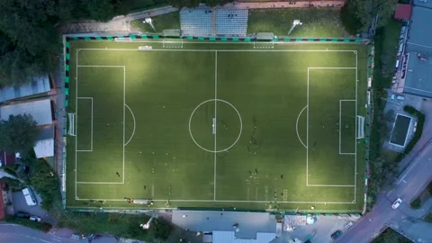 static top down view of a football field... | Stock Video | Pond5