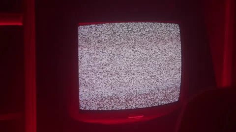 Static TV In A Dark And Eerie Room | Stock Video | Pond5