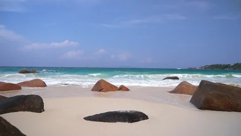 Static view of tropical island beach on ... | Stock Video | Pond5