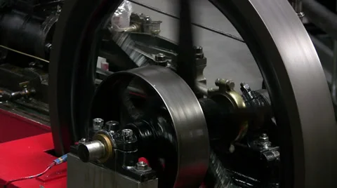 Stationary steam engine flywheel and val... | Stock Video | Pond5