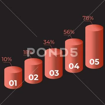 Statistics 3d graph bar chart. Infographic steps and options. Chart and ...