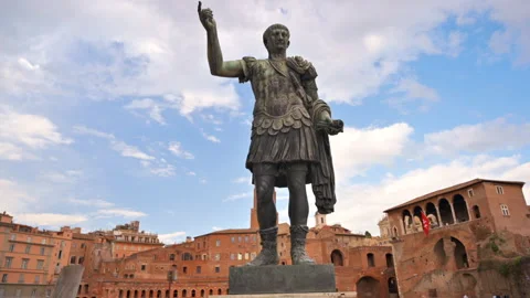 Statue of Augustus Caesar with ancient b... | Stock Video | Pond5