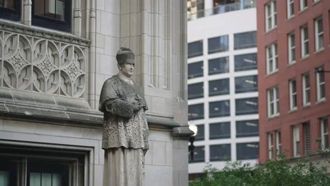Statue in Chicago historic, downtown lan... | Stock Video | Pond5