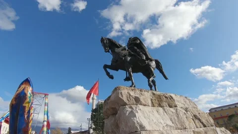 Statue of George Kastrioti Skanderbeg, a... | Stock Video | Pond5