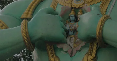 Statue of Hanuman showing Rama in his he... | Stock Video | Pond5