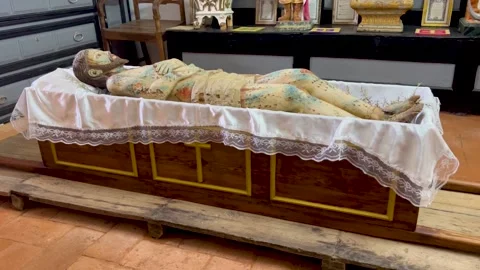 Statue of Jesus Christ in a Coffin for E... | Stock Video | Pond5