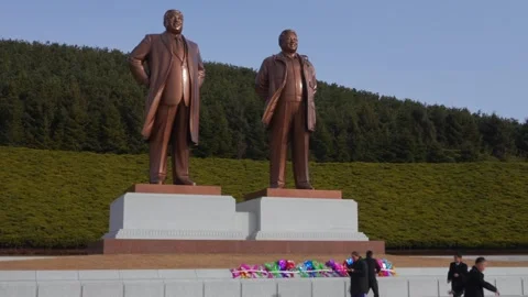 Statue of Kim Il-Sung and Kim Jong-Il in... | Stock Video | Pond5