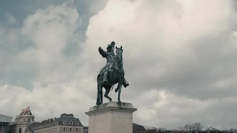Statue of King Loius XIV on a horse in f... | Stock Video | Pond5