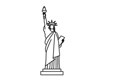 Statue of Liberty outline self drawing a... | Stock Video | Pond5