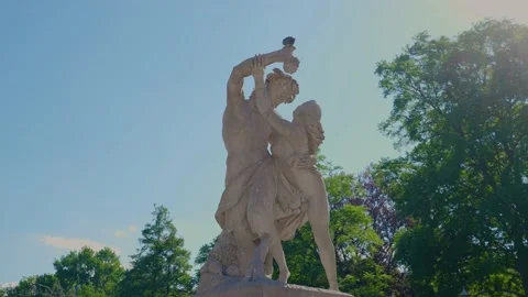 Statue of nymph catching grapes from sat... | Stock Video | Pond5