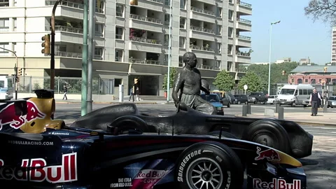 Statue of Racing Driver Juan Manuel Fang... | Stock Video | Pond5