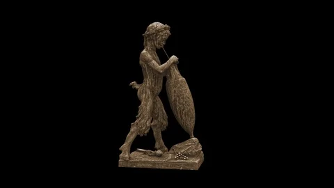 Statue of Satyr Drinking 4K | Stock Video | Pond5