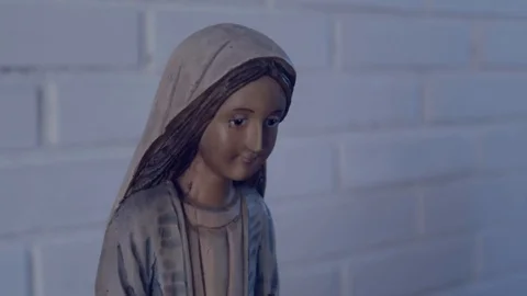 Statue of smiling mother mary with white... | Stock Video | Pond5