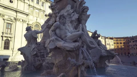 Statue of Zeus in Bernini's fountain of ... | Stock Video | Pond5
