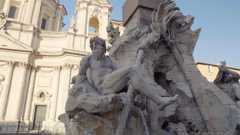 Statue of Zeus in Bernini's fountain of ... | Stock Video | Pond5