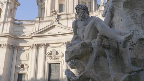 Statue of Zeus in Bernini's fountain of ... | Stock Video | Pond5