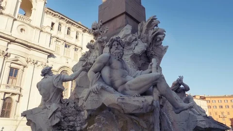 Statue of Zeus in Bernini's fountain of ... | Stock Video | Pond5