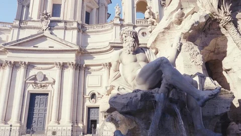Statue of Zeus in Bernini's fountain of ... | Stock Video | Pond5