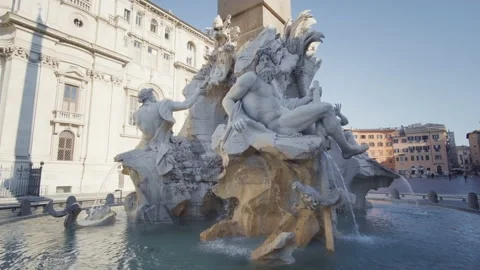 Statue of Zeus in Bernini's fountain of ... | Stock Video | Pond5