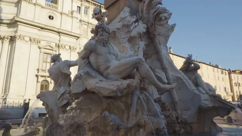 Statue of Zeus in Bernini's fountain of ... | Stock Video | Pond5