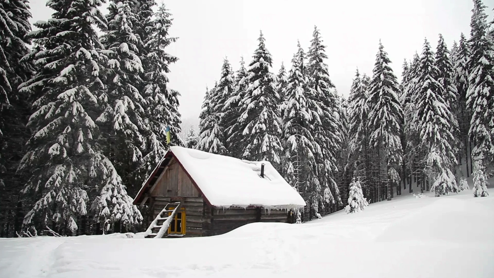 Dark Snow Mountain Cabins Poster Winter Ski Chalet And Cabin In Snow