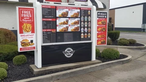Steak N Shake Fast Food Drive-Thru Menu | Stock Video | Pond5