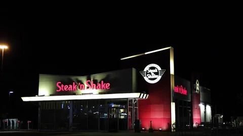 Steak n' shake fast food restaurant at n... | Stock Video | Pond5