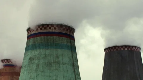 steam coming out of the cooling towers o... | Stock Video | Pond5