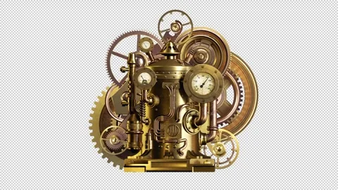 Steam engine with animated steampunk par... | Stock Video | Pond5