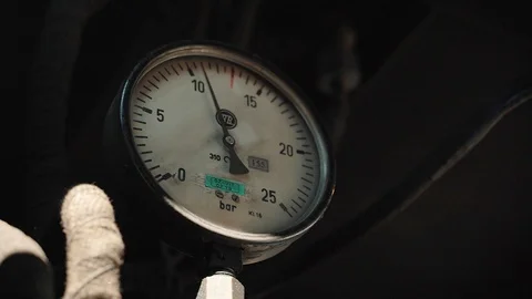 Steam engine bar meter for pressure | Stock Video | Pond5