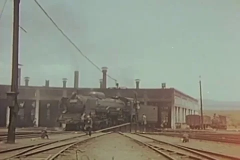 Steam locomotive being repaired at rail ... | Stock Video | Pond5