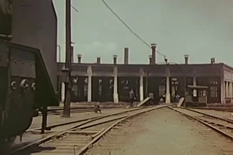 Steam locomotive being repaired at rail ... | Stock Video | Pond5